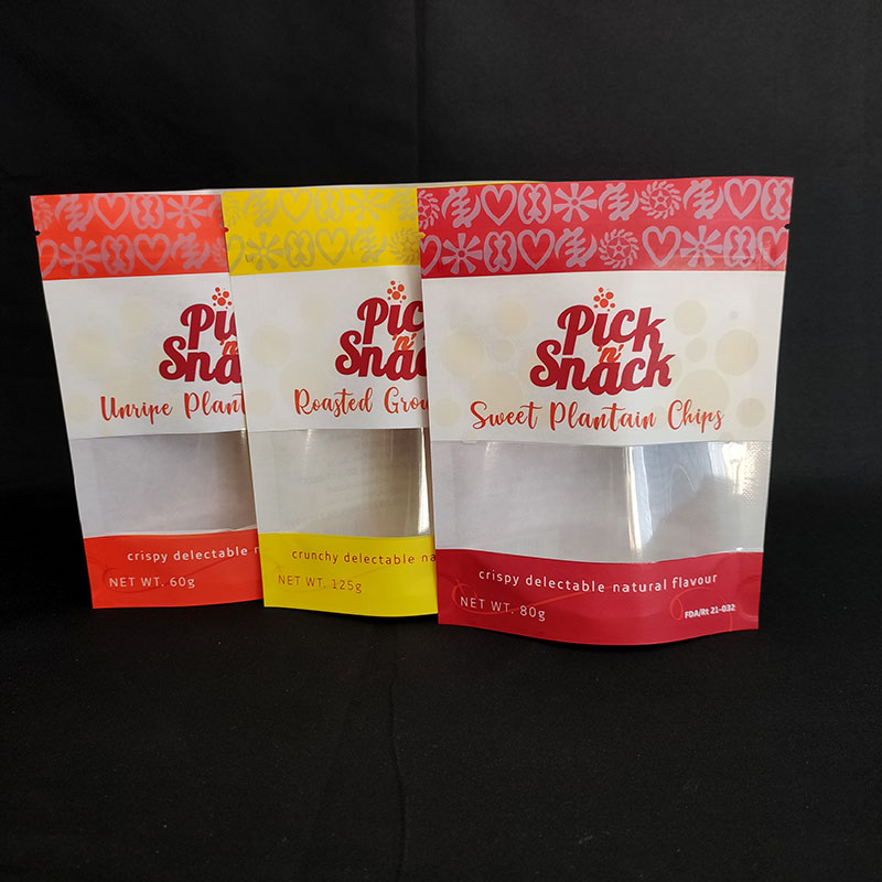 Doypack Stand Up Pouch Ziplock Kraft Paper Bags With Clear Window And Zipper-DTPAC